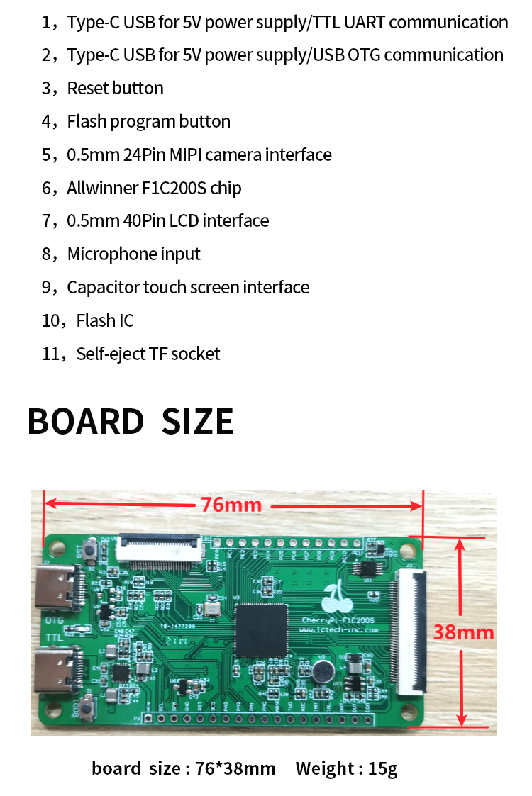 Lctech Pi Allwinner F1C200S Linux Open Source Maker Developm_chinalctech